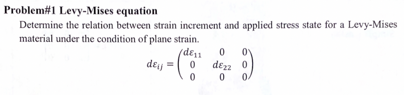 Solved Problem#1 Levy-Mises equation Determine the relation | Chegg.com