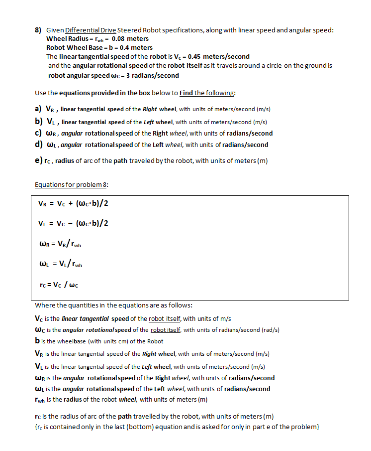 Solved Given Differential Drive Steered Robot | Chegg.com