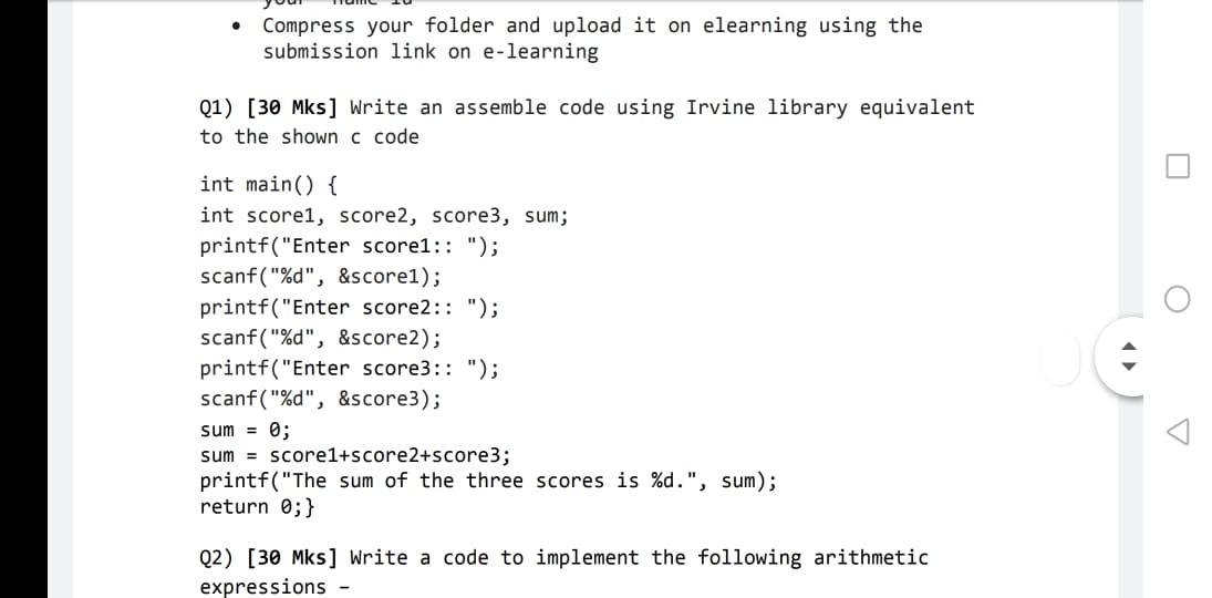 Solved • Compress your folder and upload it on elearning | Chegg.com