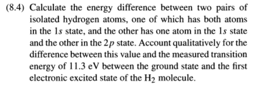 Solved (8.4) Calculate the energy difference between two | Chegg.com