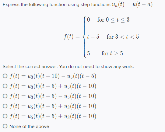 Solved Express the following function using step functions | Chegg.com