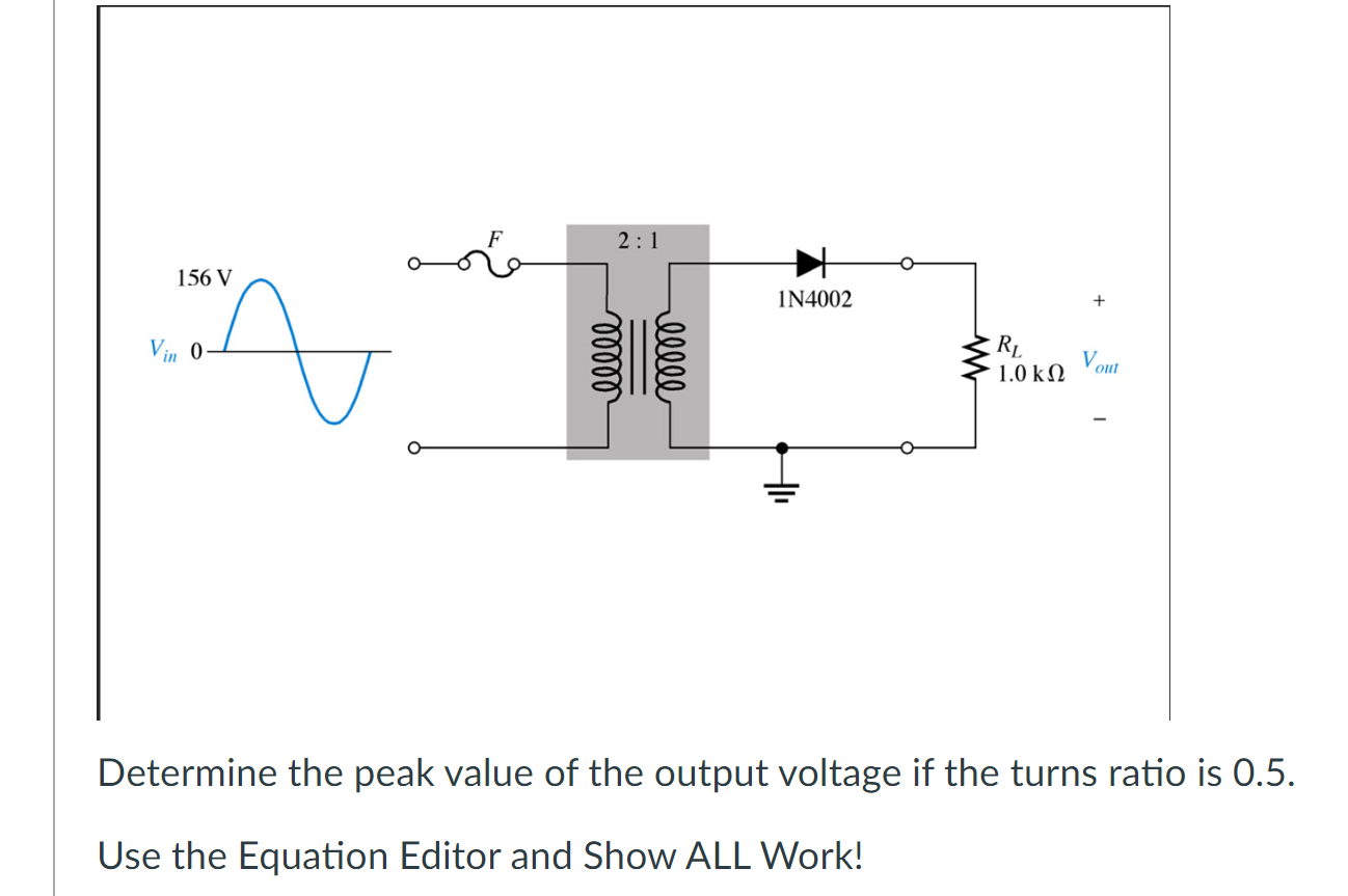 Solved Determine the peak value of the output voltage if the | Chegg.com