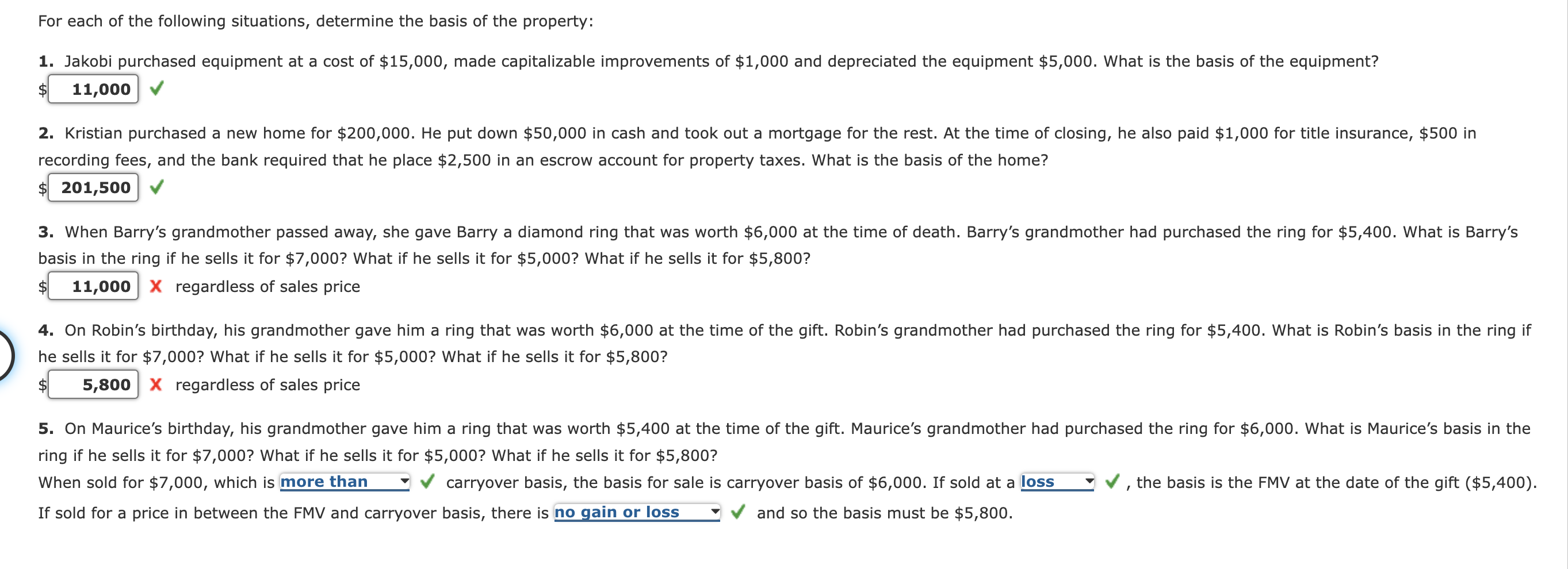 Solved For each of the following situations, determine the | Chegg.com