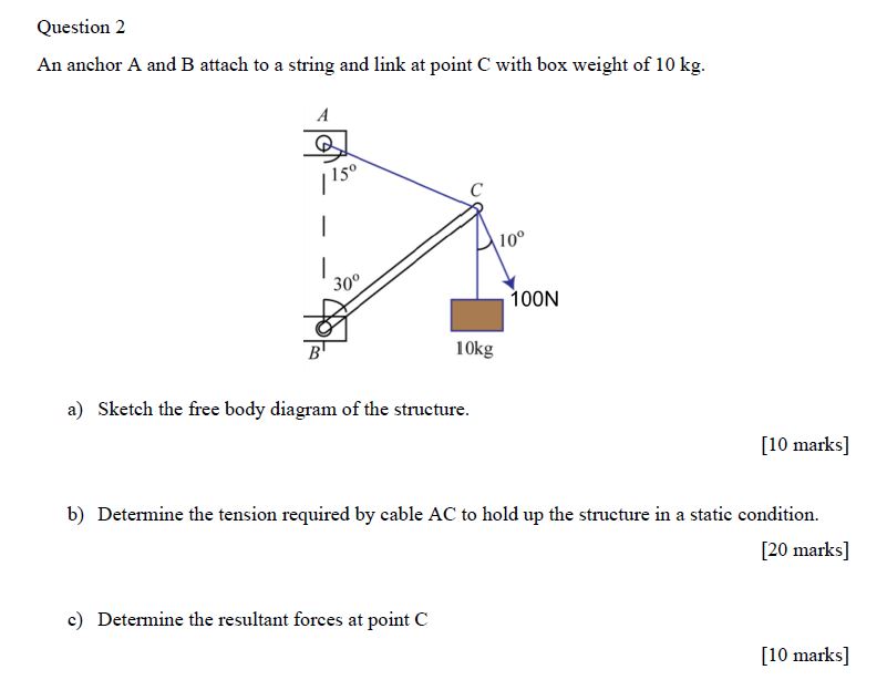 Solved Question 2An anchor A and B attach to a string and | Chegg.com