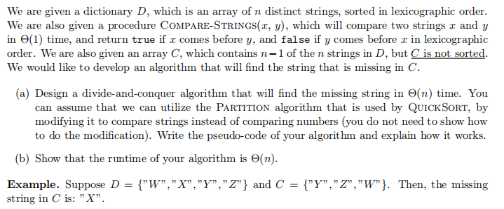 We Are Given A Dictionary D Which Is An Array Of N