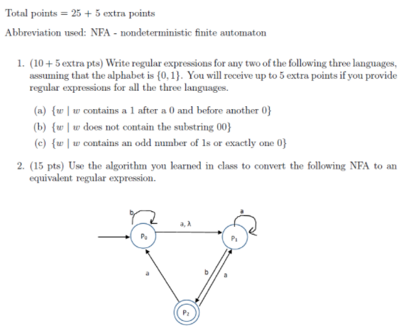 Solved Total points = 25 + 5 extra points Abbreviation used: | Chegg.com
