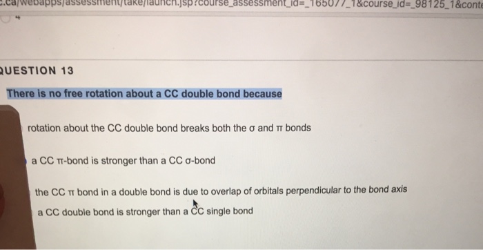 Solved There is no free rotation about a CC double bond | Chegg.com