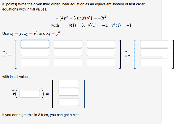 Solved Write the given third order linear equation as an | Chegg.com