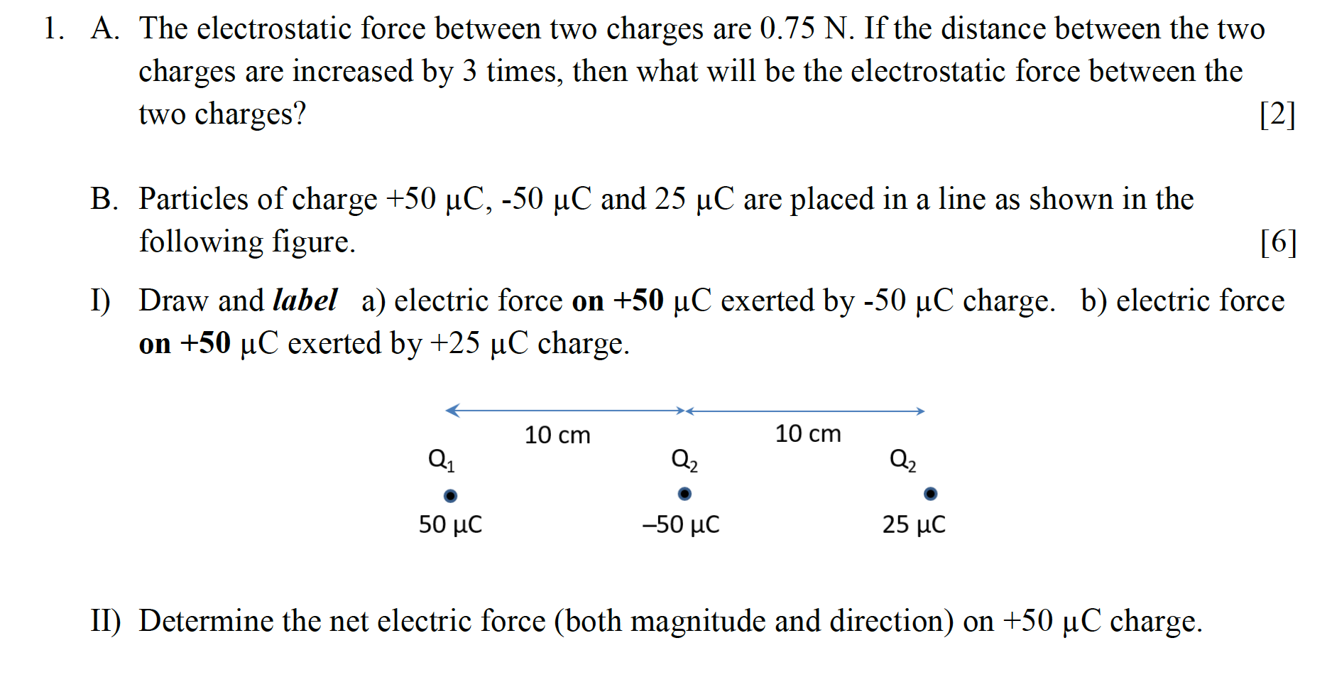 Solved 1. A. The electrostatic force between two charges are | Chegg.com