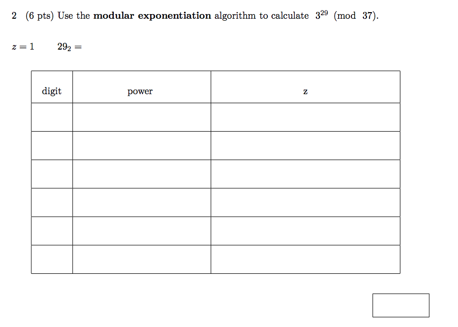 Solved 2 6 Pts Use The Modular Exponentiation Algorithm To
