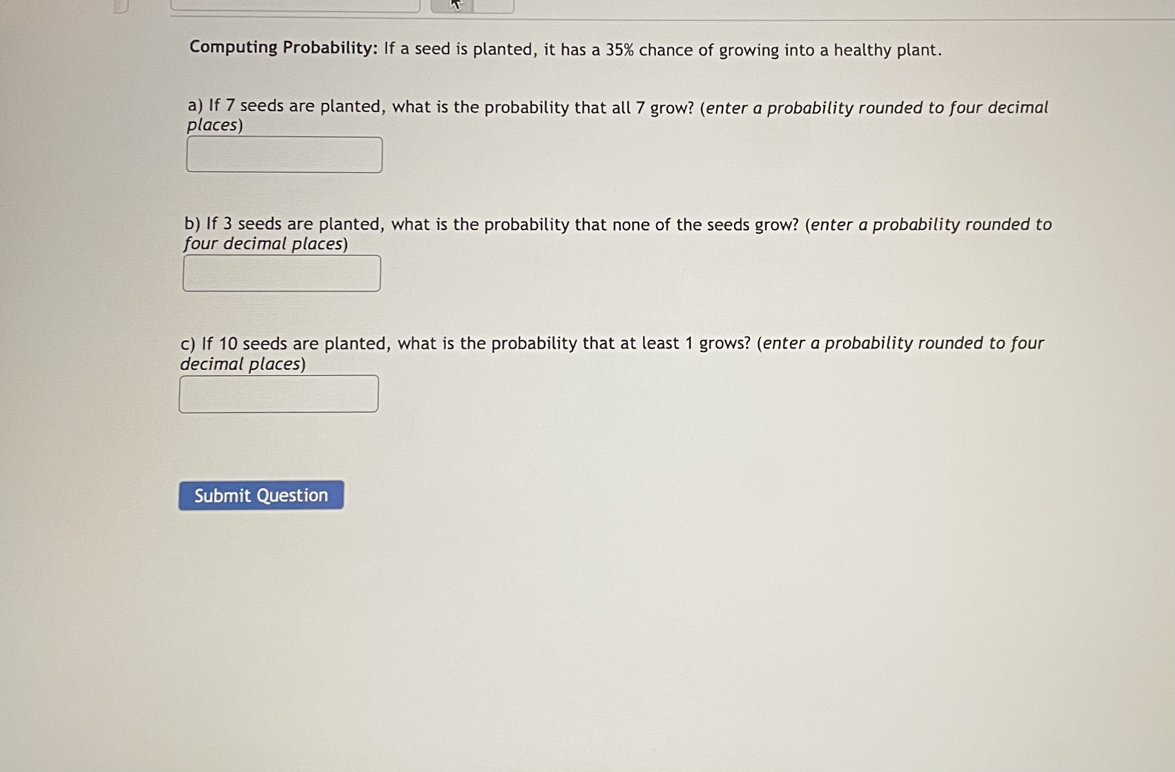 Solved Computing Probability: If a seed is planted, it has a | Chegg.com