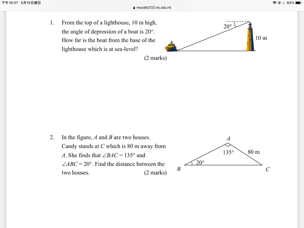Solved 3. In the figure, AB and CD are two buildings with | Chegg.com