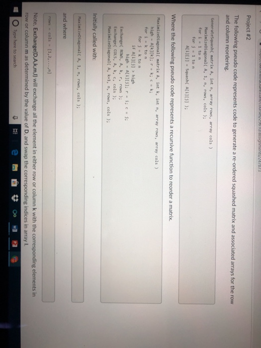 rows, array cols) COLS, A, k, c, cols); Note s in row | Chegg.com