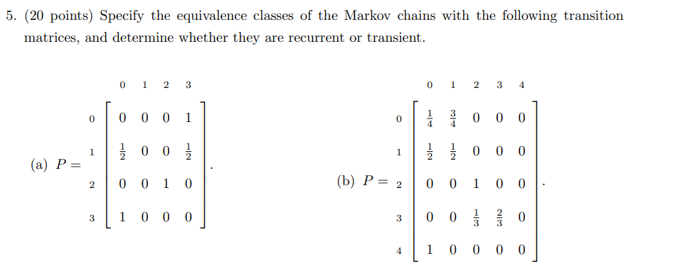 Solved 5. (20 points) Specify the equivalence classes of the | Chegg.com