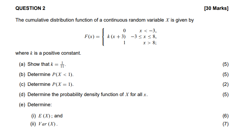 Solved The cumulative distribution function of a continuous | Chegg.com