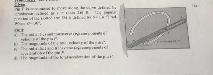 Solved Given Pin P is constrained to move along the curve | Chegg.com