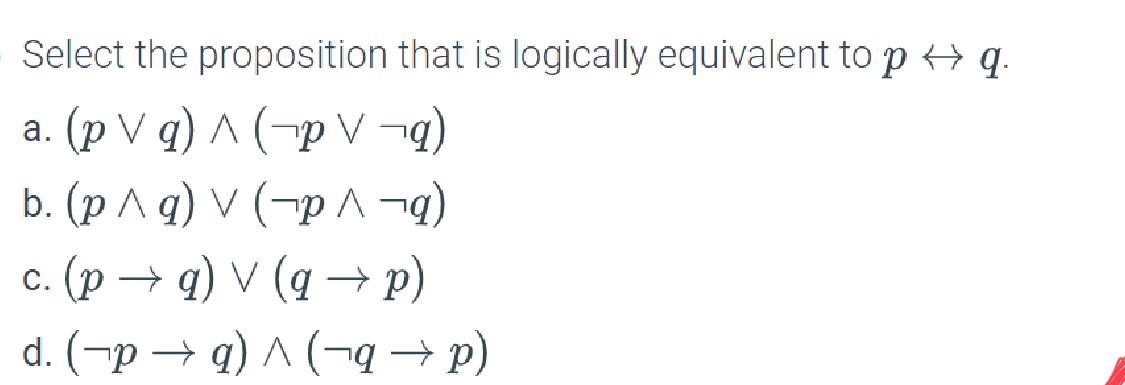 Solved Select the proposition that is logically equivalent | Chegg.com
