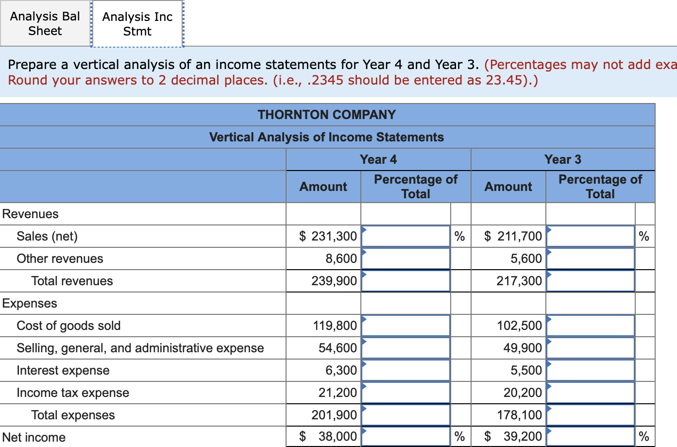 Solved Problem 13-18A (Algo) Vertical analysis LO | Chegg.com