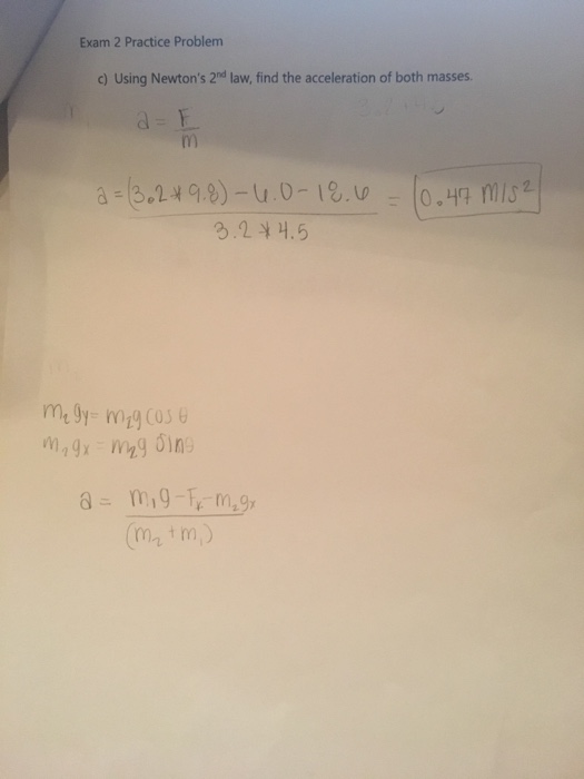 Solved Exam 2 Practice Problem Consider two masses connected | Chegg.com