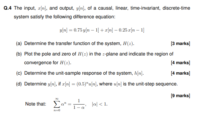 Solved .4 The input, x[n], and output, y[n], of a causal, | Chegg.com