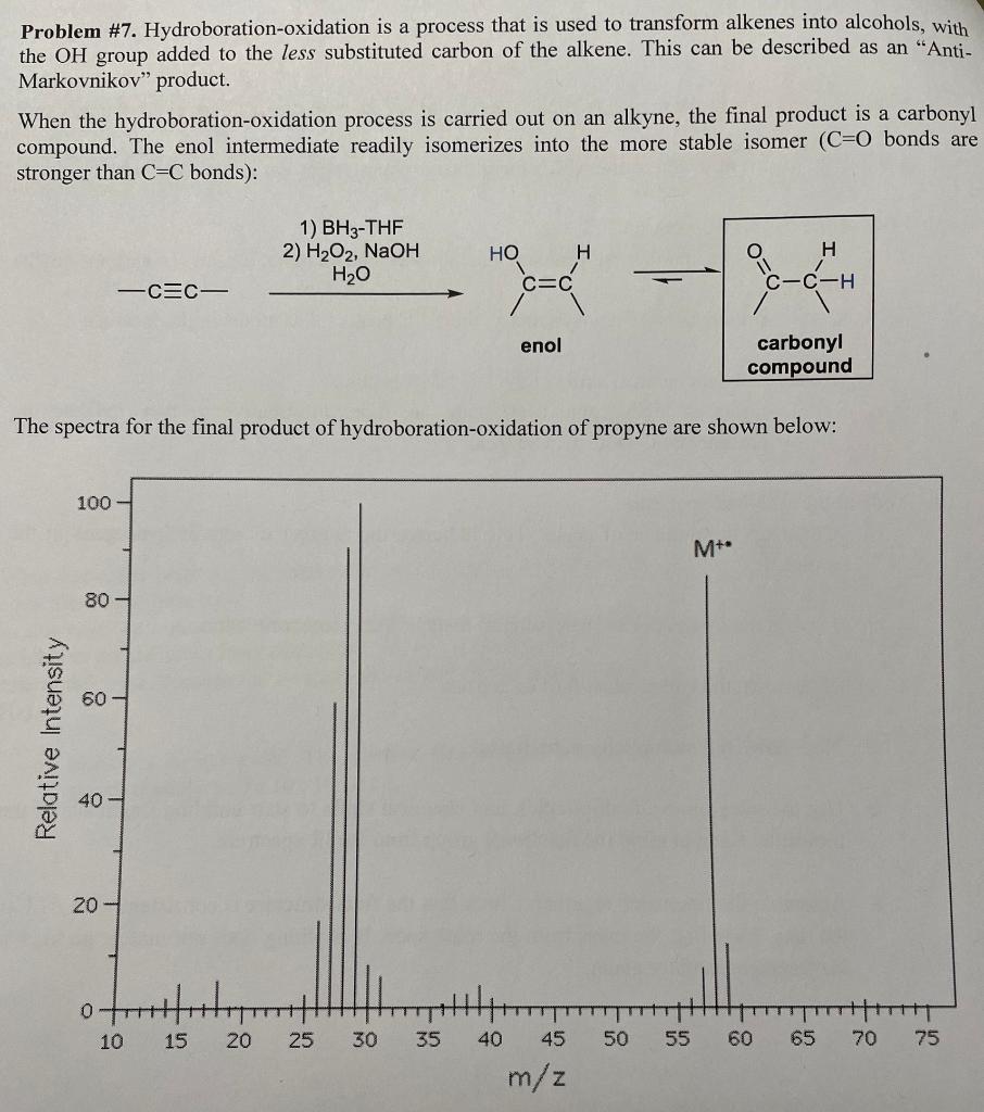 Solved Problem #7. Hydroboration-oxidation is a process that | Chegg.com