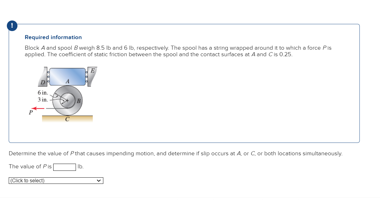 Solved Required information Block A and spool B weigh 8.5 lb | Chegg.com