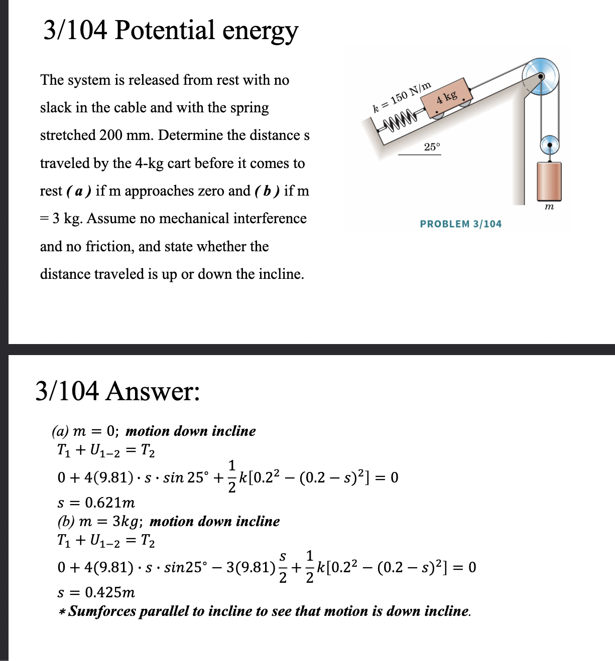 Solved I have this potential energy problem with the answers | Chegg.com