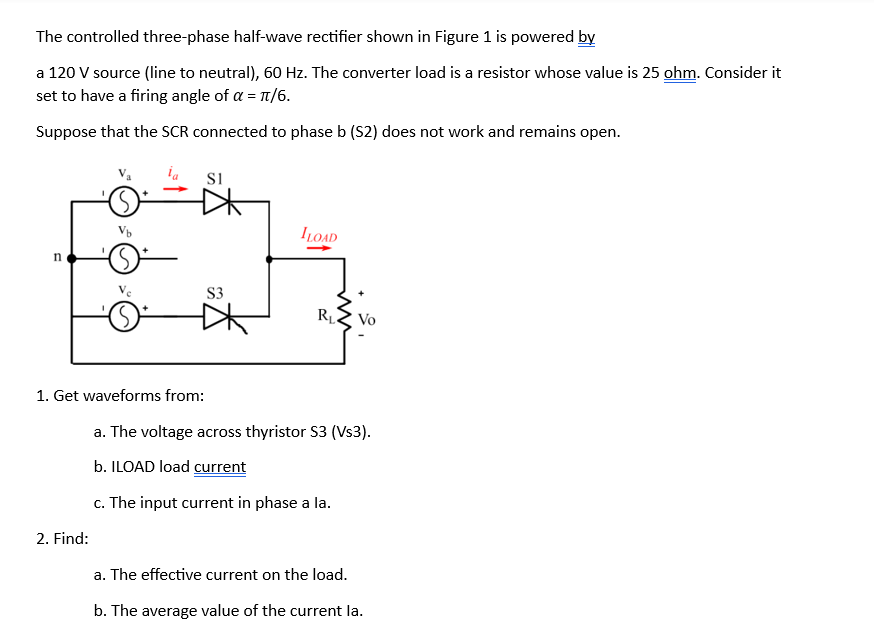 Solved The controlled three-phase half-wave rectifier shown | Chegg.com