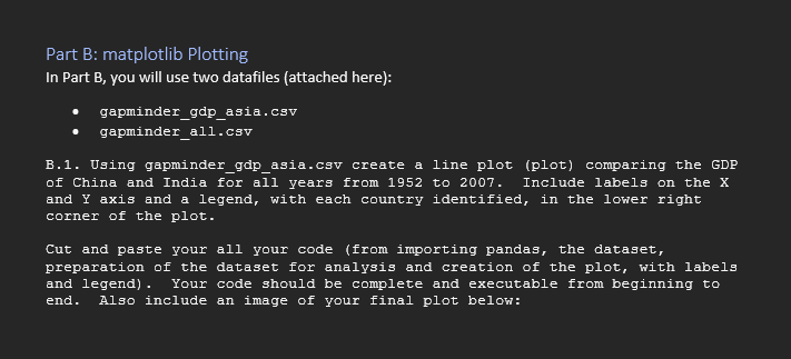 Solved Part B Matplotlib Plotting In Part B You Will Use 8525