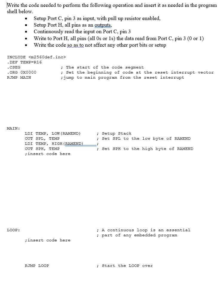 Solved Write the code needed to perform the following | Chegg.com