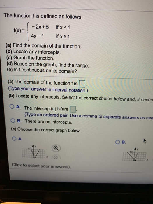 Solved The function f is defined as follows. -2x+5 4x-1 if x | Chegg.com