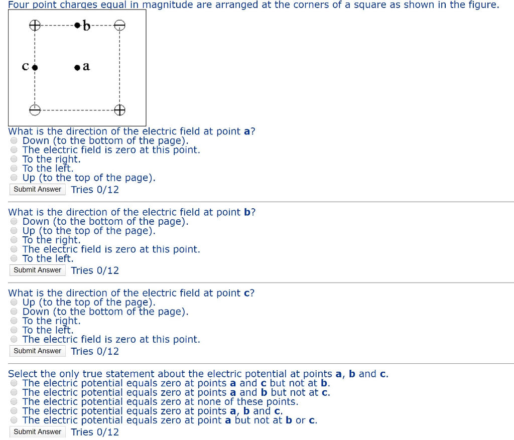 Solved Four point charges equal in magnitude are arranged at | Chegg.com