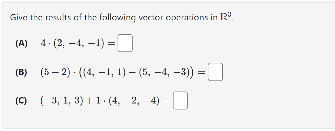 Solved Give the results of the following vector operations | Chegg.com