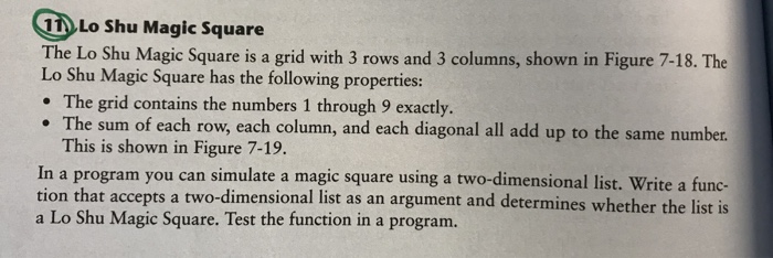 Solved 1 Lo Shu Magic Square The Lo Shu Magic Square is a | Chegg.com