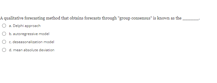 Solved A qualitative forecasting method that obtains | Chegg.com
