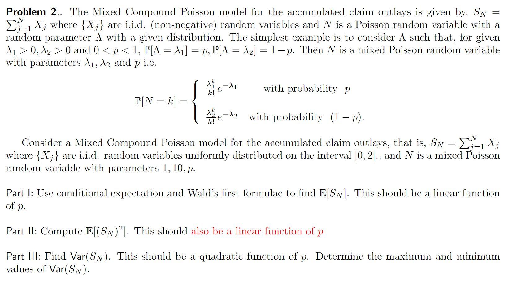 N 1 Problem 2:. The Mixed Compound Poisson model for | Chegg.com