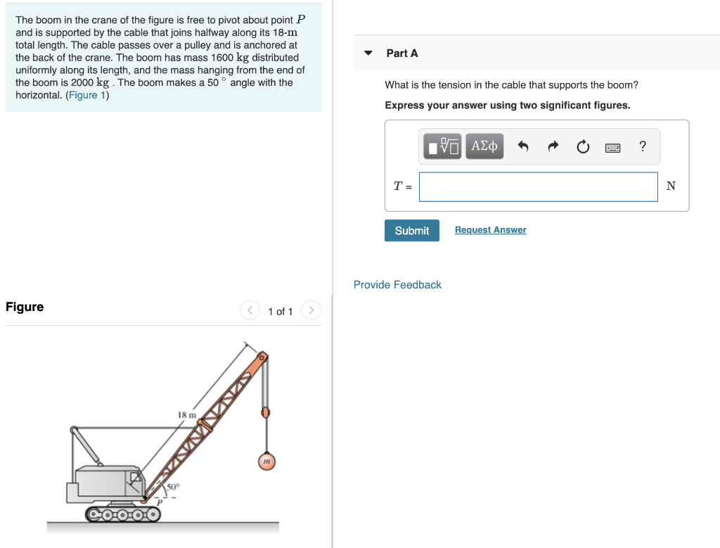 Solved The boom in the crane of the figure is free to pivot | Chegg.com