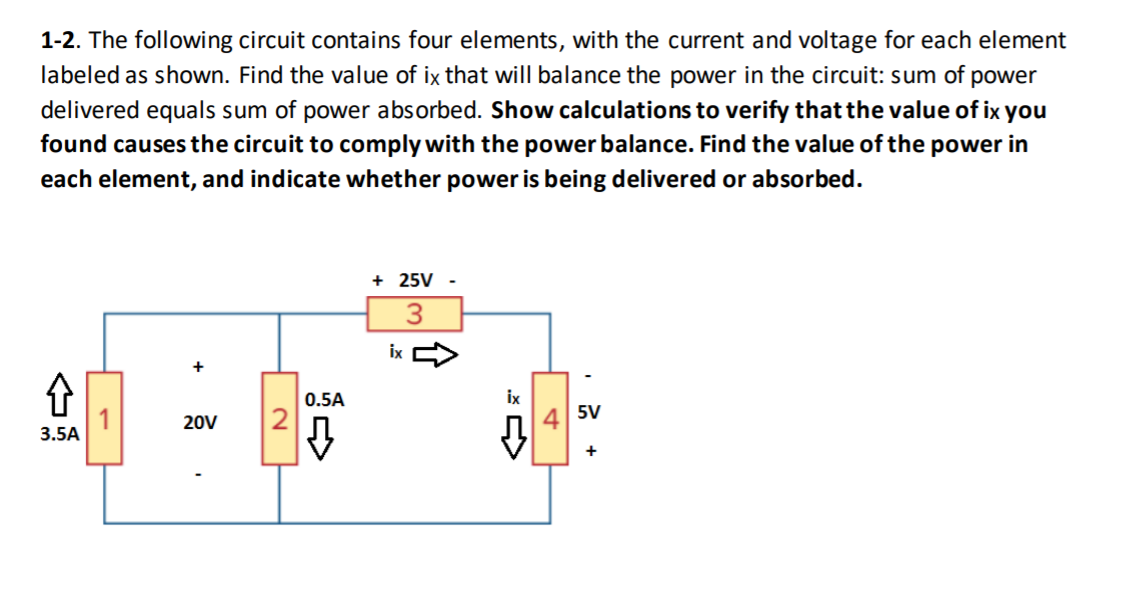 Solved 1-2. The following circuit contains four elements, | Chegg.com