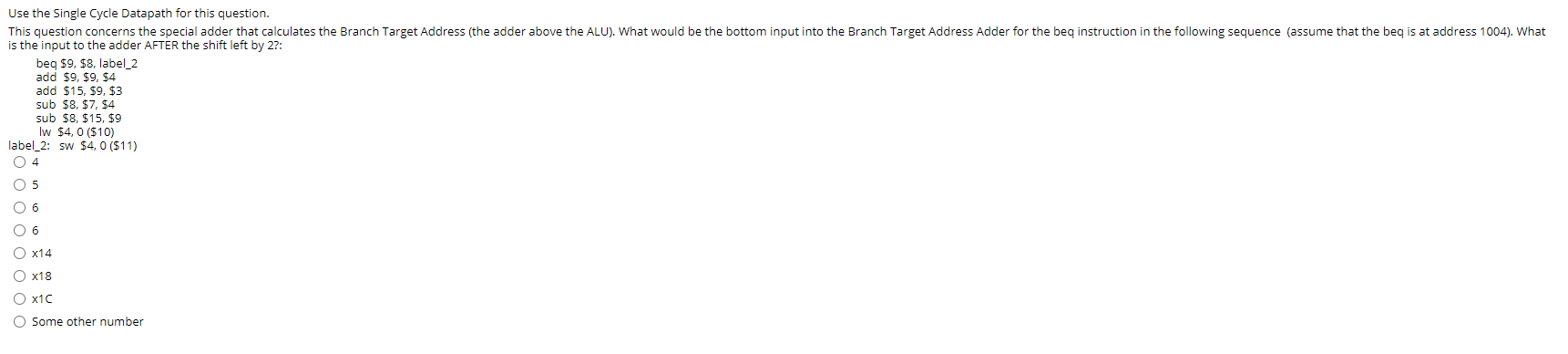 Use the Single Cycle Datapath for this question. This | Chegg.com