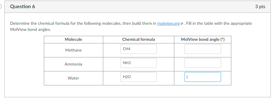Solved > Question 6 3 pts Determine the chemical formula for | Chegg.com