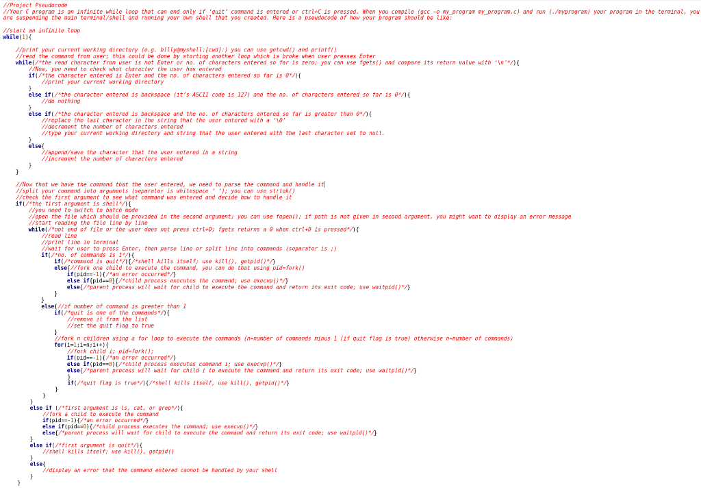 //Project Pseudocode //Your C program is an infinite | Chegg.com