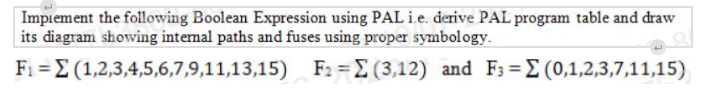 Solved Impiement the following Boolean Expression using PAL | Chegg.com