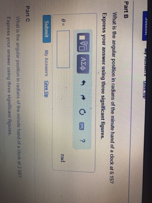 Solved Part A What is the angular position in radians of the | Chegg.com