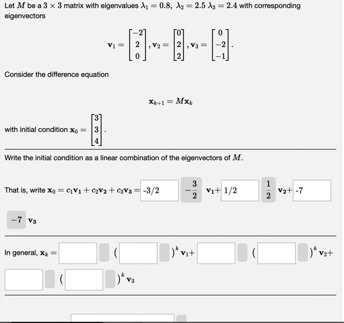 Solved Let M ﻿be a 3×3 ﻿matrix with eigenvalues | Chegg.com