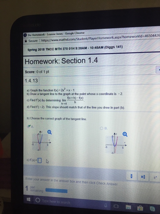 Solved Do Homework- Leanne Jones - Google Chrome a Secure | Chegg.com