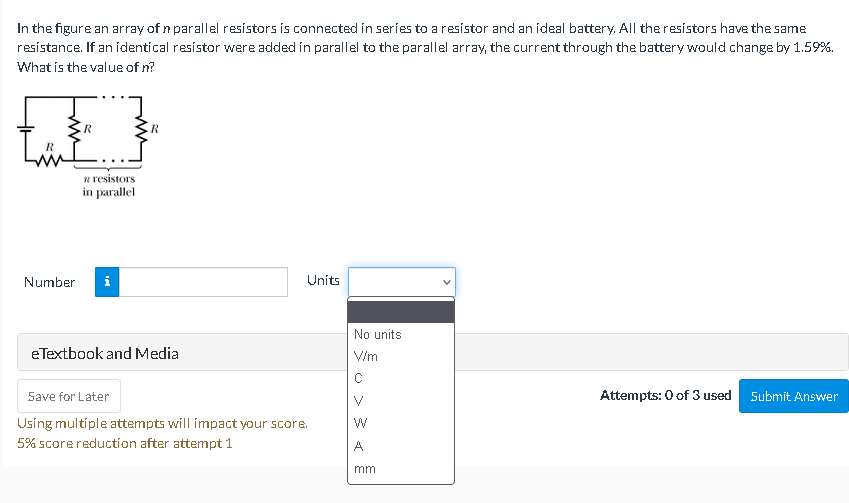 Solved In the figure an array of n parallel resistors is | Chegg.com