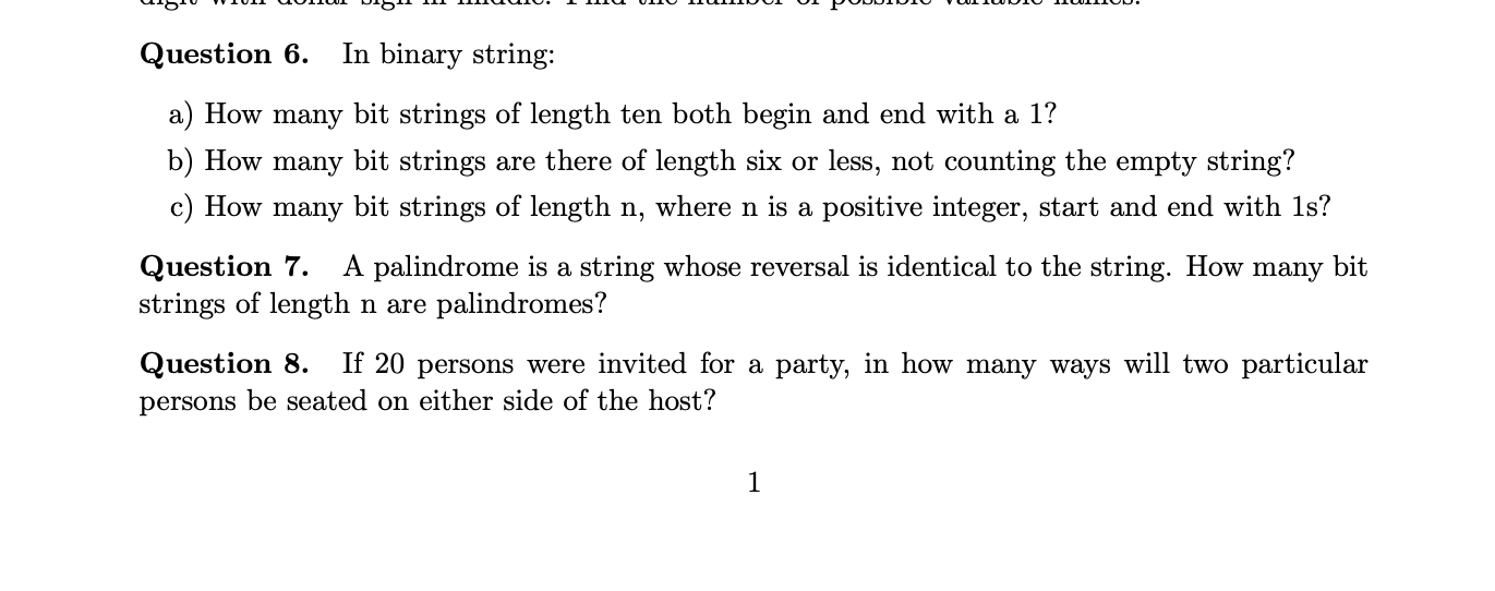 Solved Question 6 In Binary String A How Many Bit Strings 