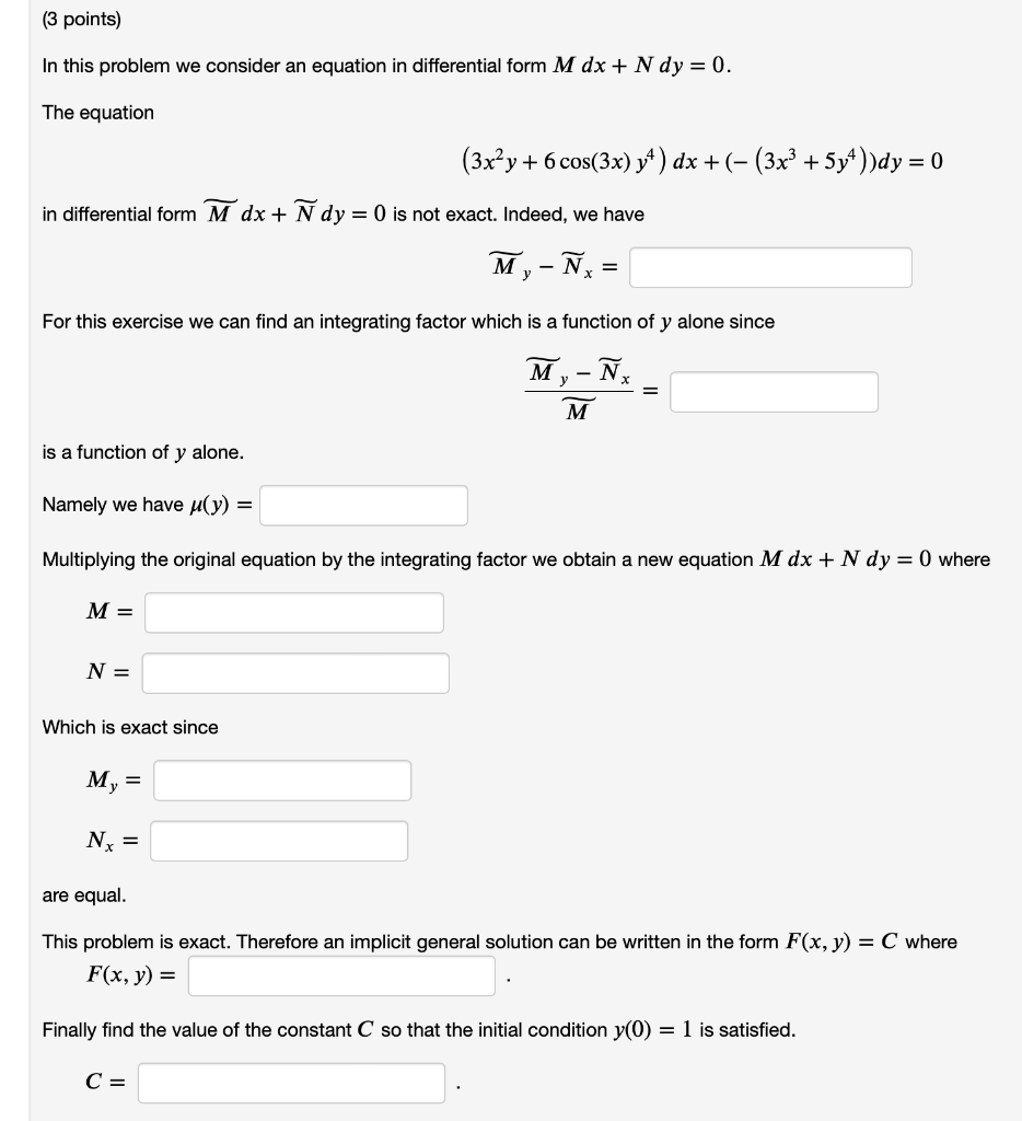 Solved (3 points) In this problem we consider an equation in | Chegg.com