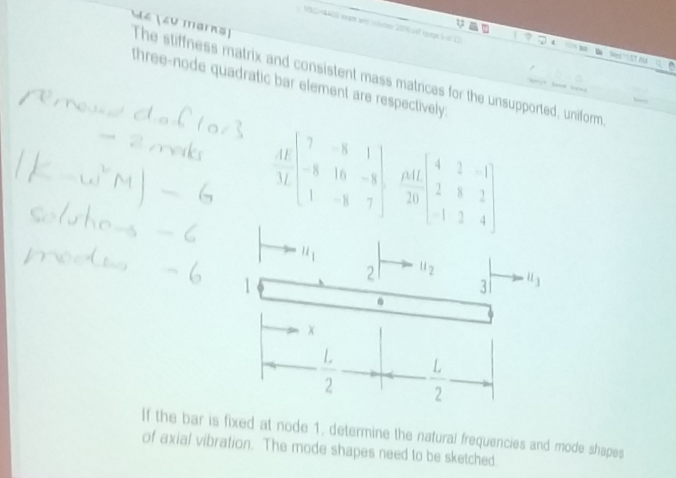 The stiffness matrix and consistent mass matnices for | Chegg.com