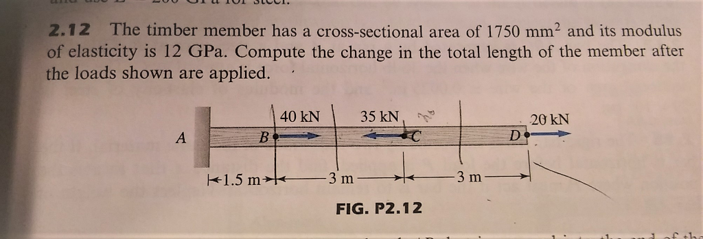 Solved 2.12 The timber member has a cross-sectional area of | Chegg.com